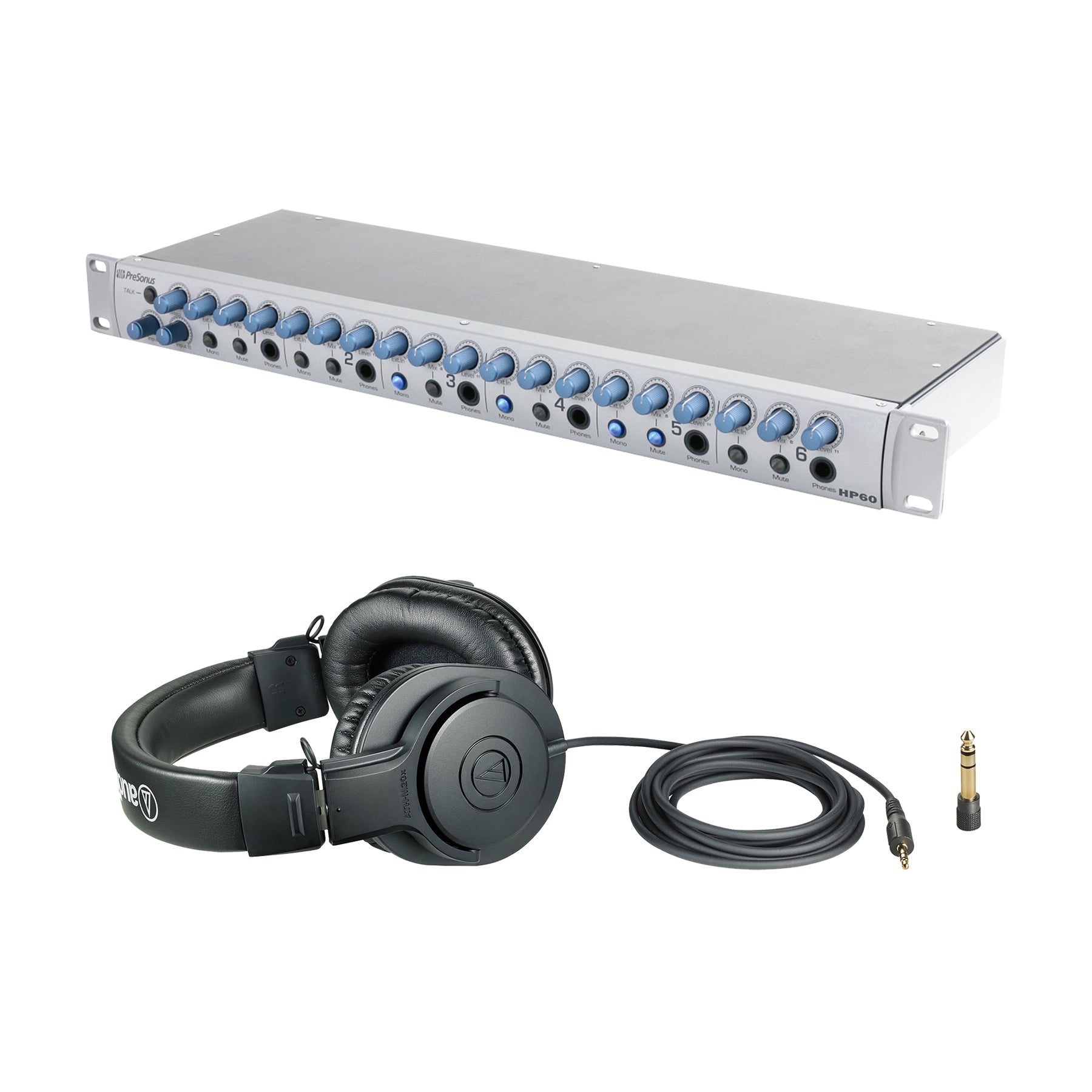 PreSonus HP60 Headphone System Bundle with Audio-Technica ATH-M20x Hea ...