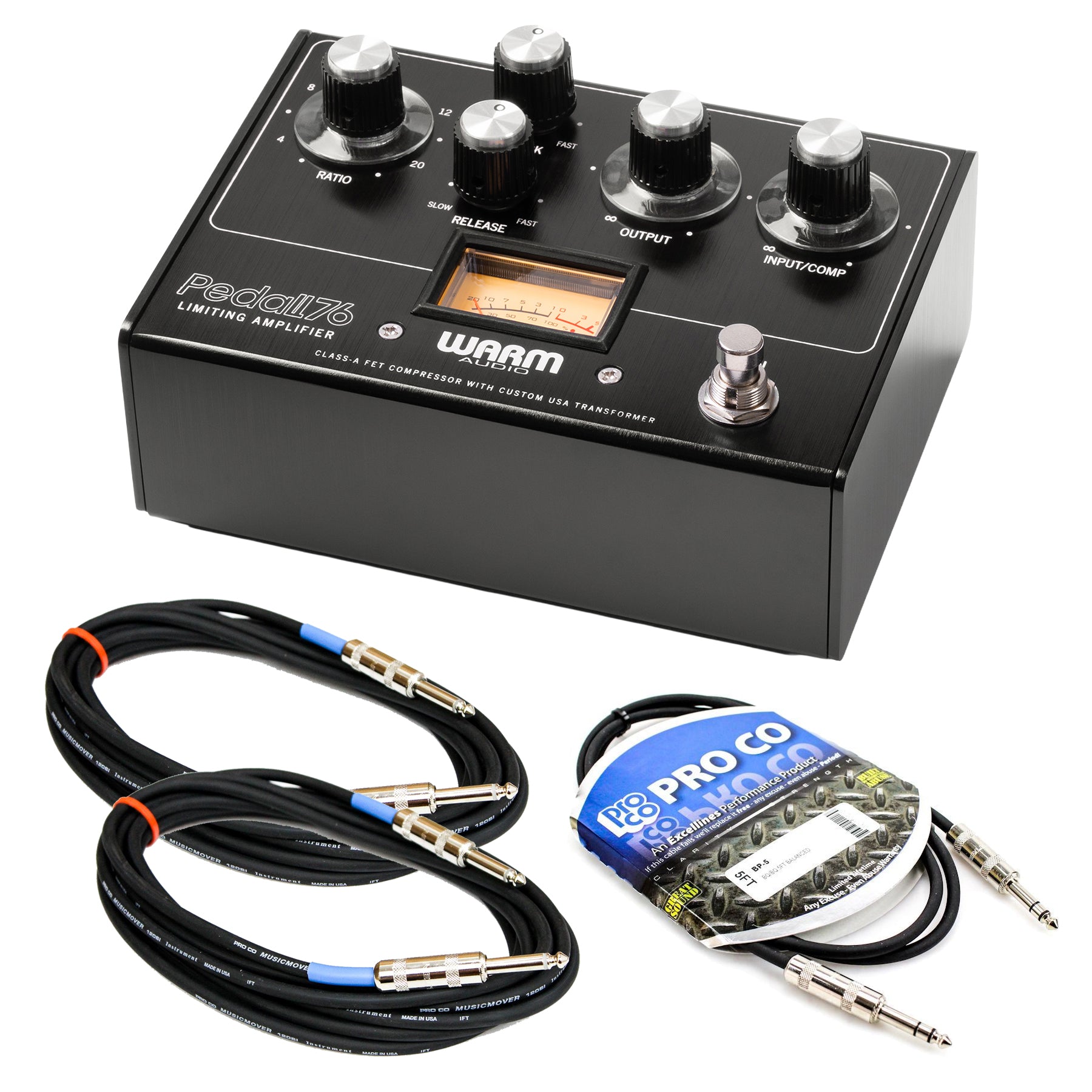 Warm Audio Pedal76 FET Compressor Pedal Bundle with Pro Co TS & TRS Ca ...