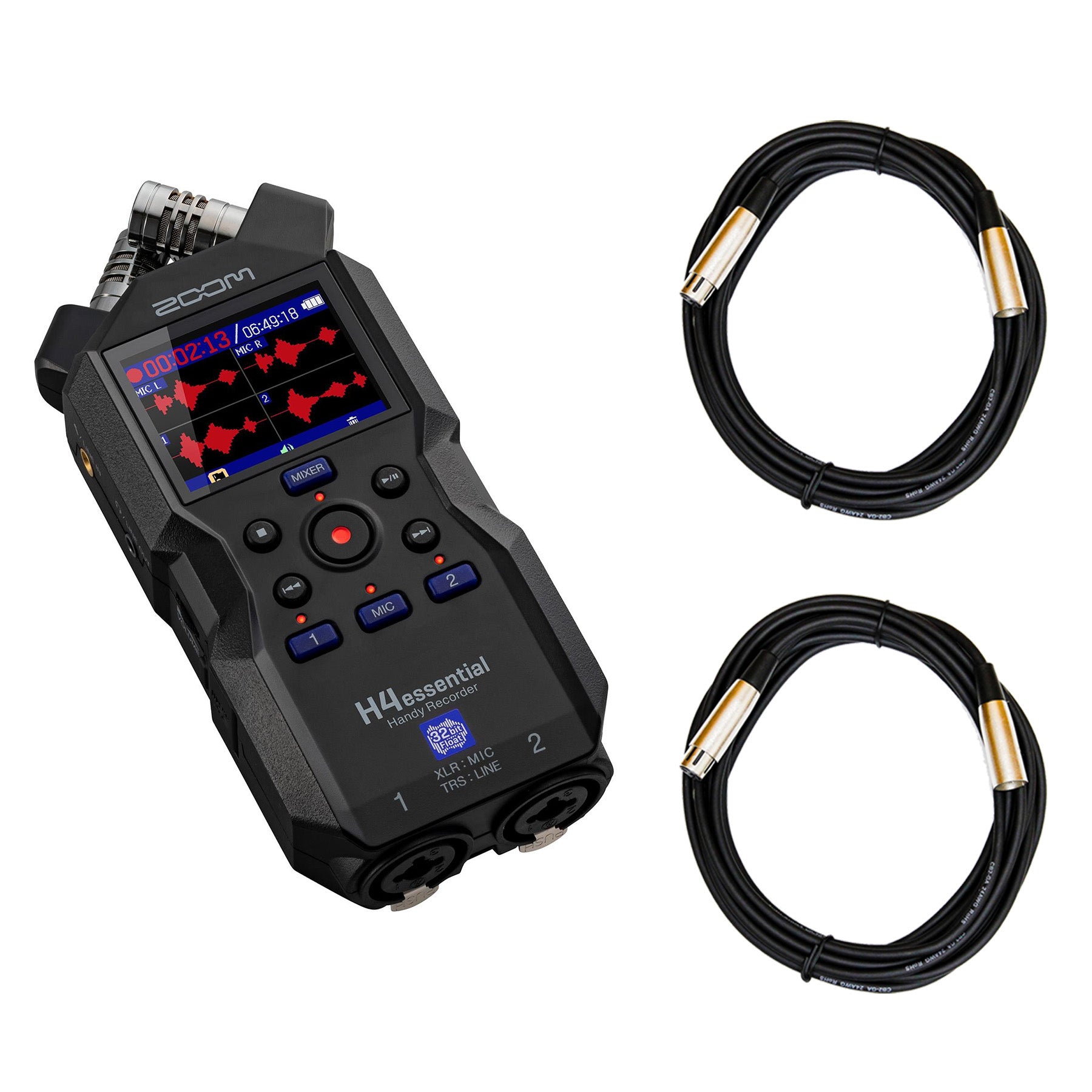 Zoom H4essential Digital Recorder Bundle with 20-foot XLR Microphone C ...