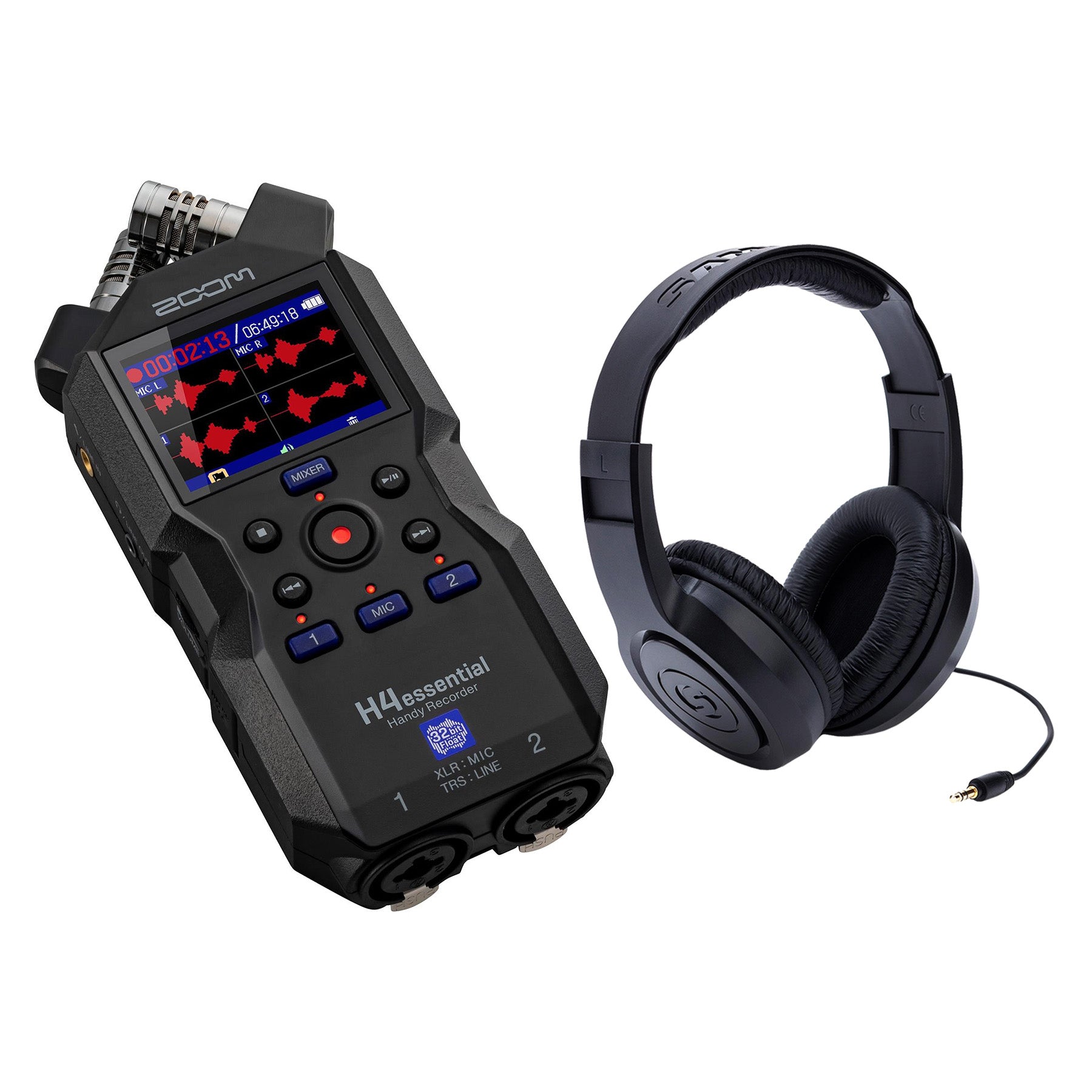 Zoom H4essential Digital Recorder Bundle with Samson SR350 Headphones ...