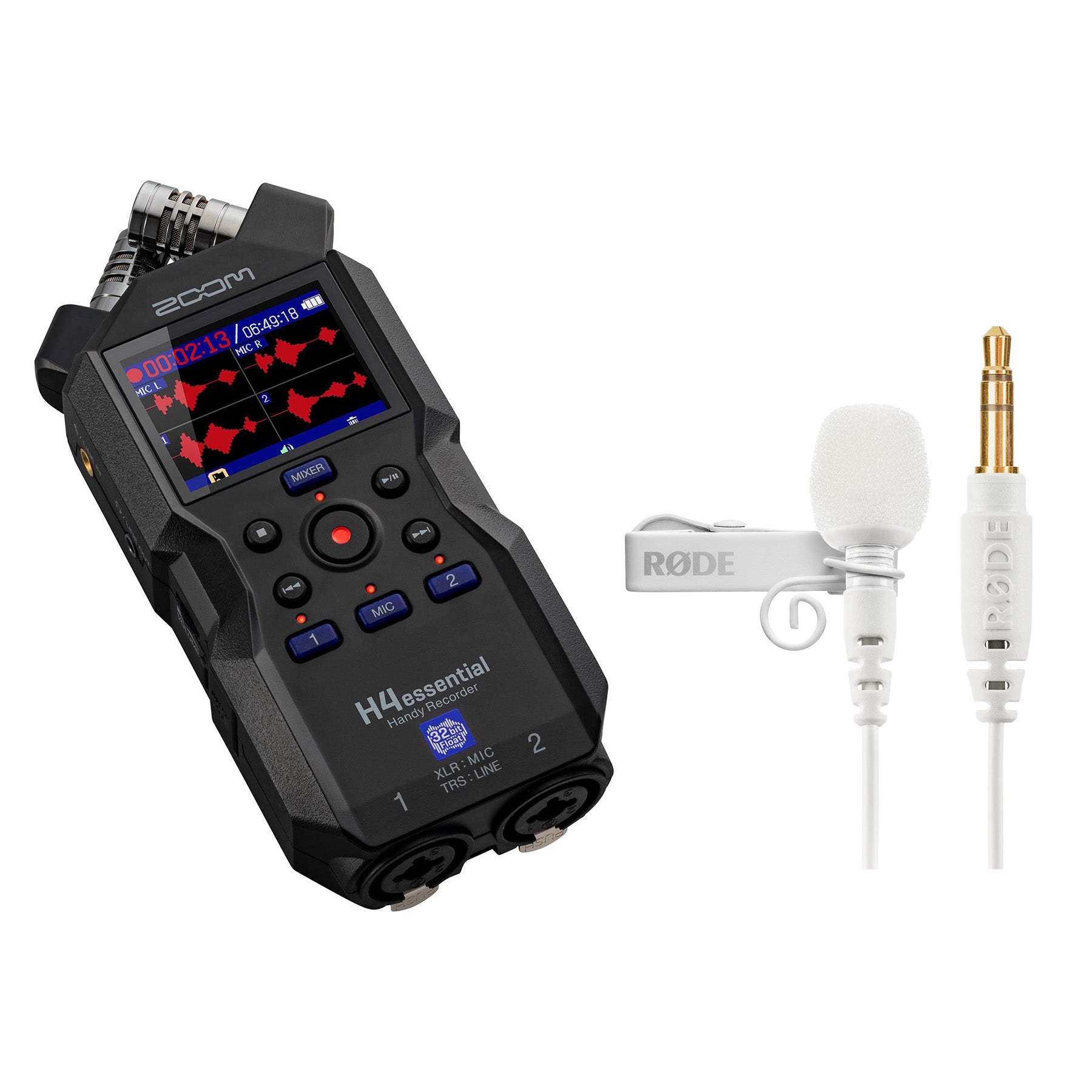Zoom H4essential Digital Recorder Bundle with White Rode Lavalier GO M ...