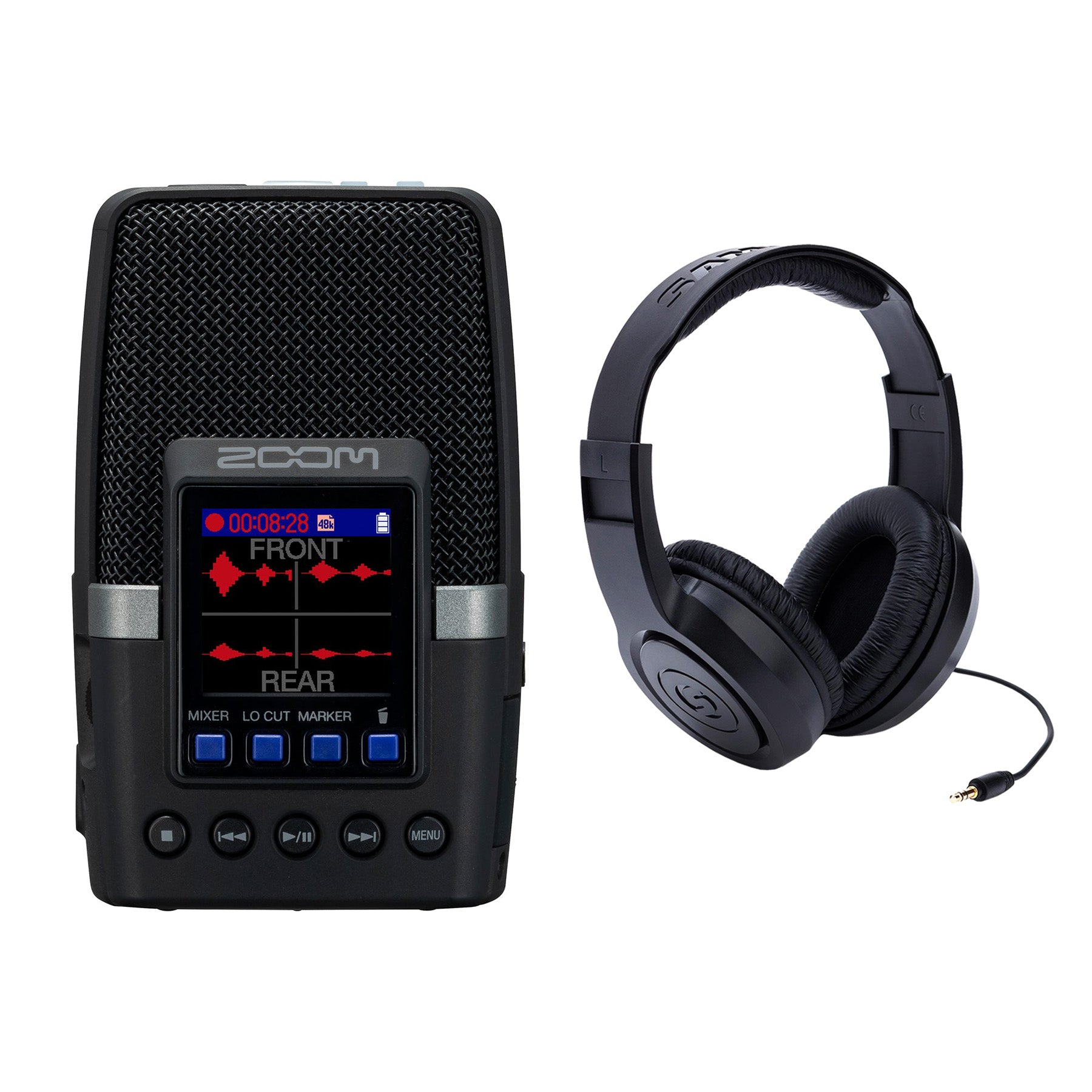 Zoom H2essential Digital Recorder Bundle with Samson SR350 Headphones ...