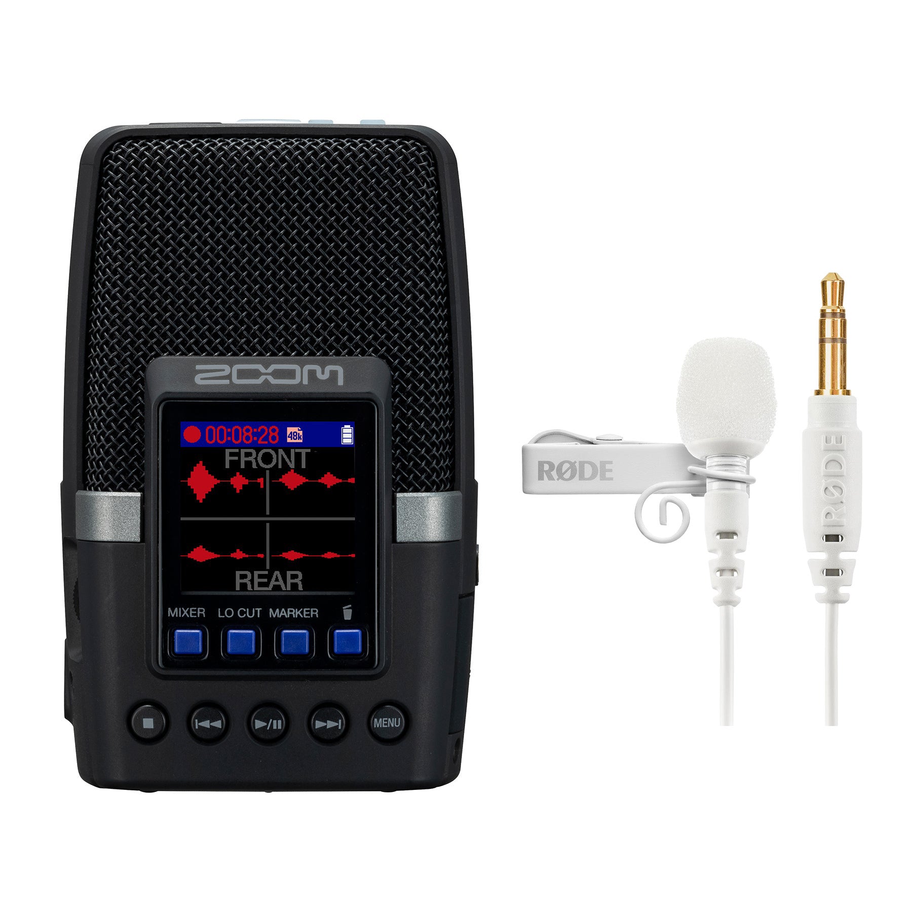 Zoom H2essential Digital Recorder Bundle with White Rode Lavalier GO M ...