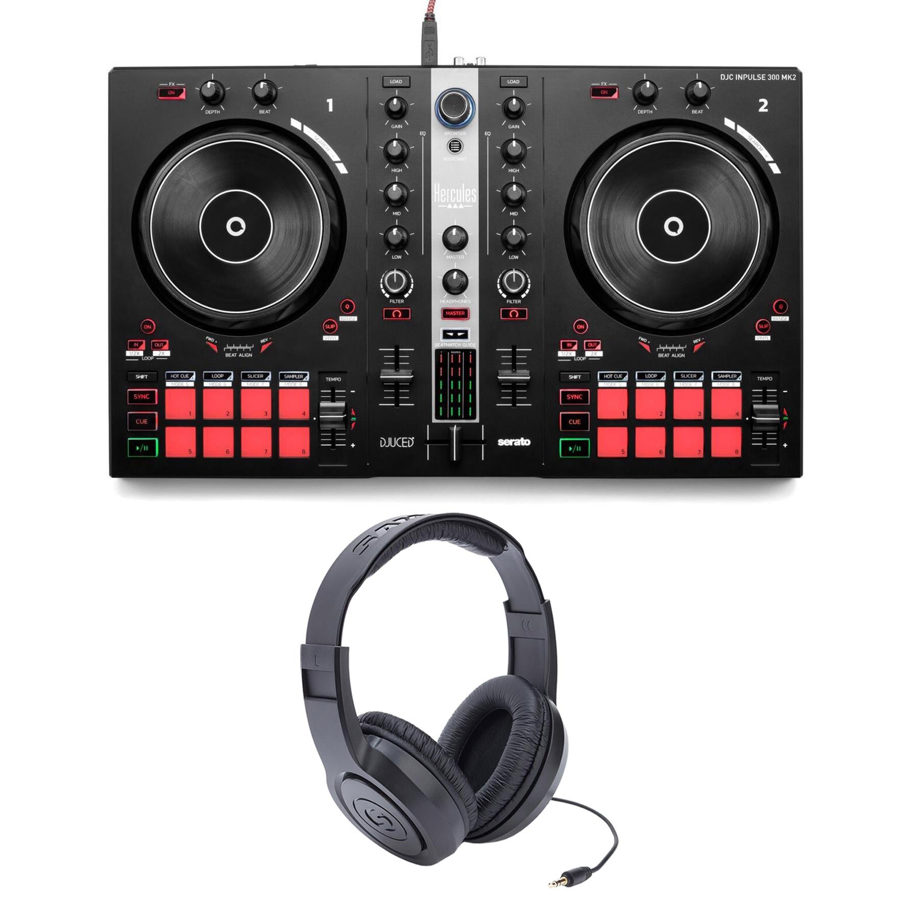 Hercules Inpulse 300 MK2 DJ Controller Bundle with Samson SR350 Headph ...