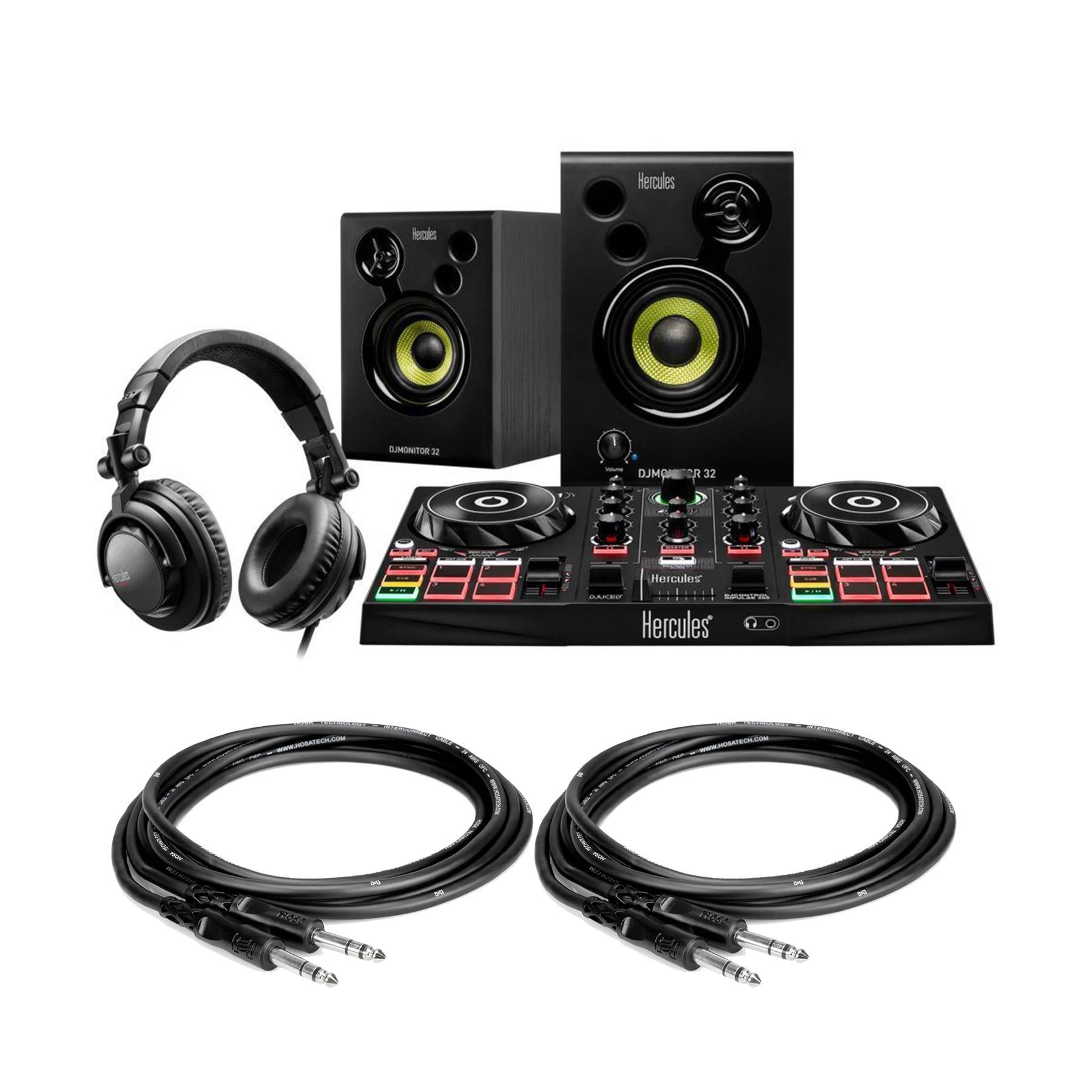 Hercules DJ Learning Kit Bundle with Hosa CSS-105 TRS Cables – Pixel ...