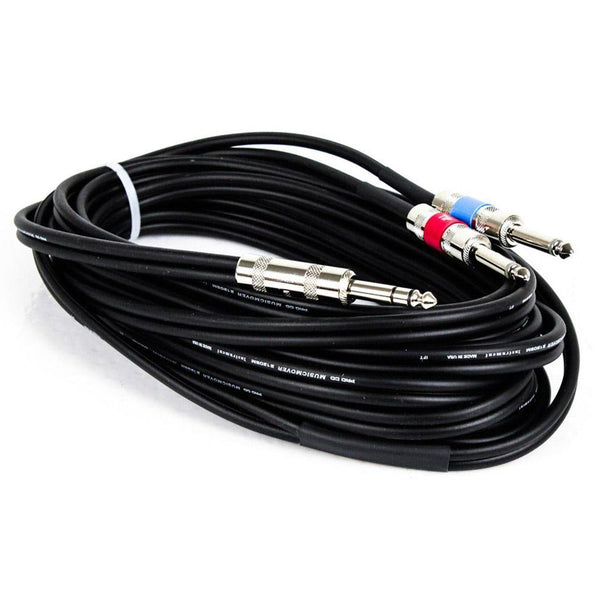 Pro Co Excellines 20-foot Insert Y Cable 1/4" TRS to Dual TR IPBQ2Q-20 ...