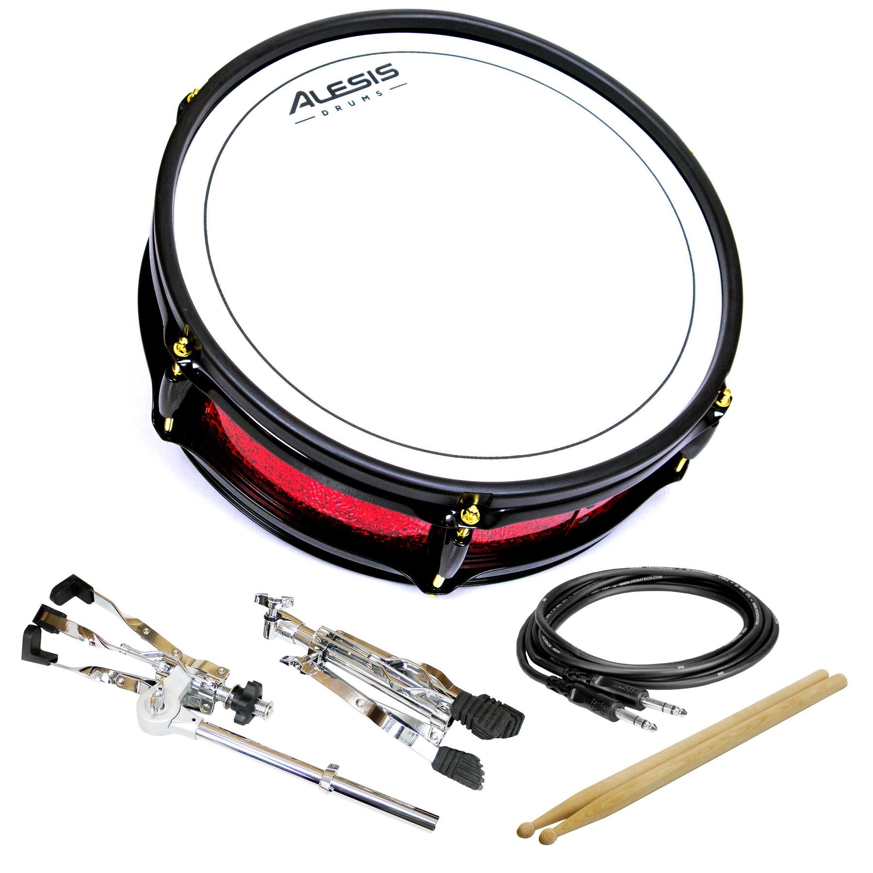 Alesis 14" Dual-Zone Mesh Snare Pad with Stand, Cable & Drum Sticks ...