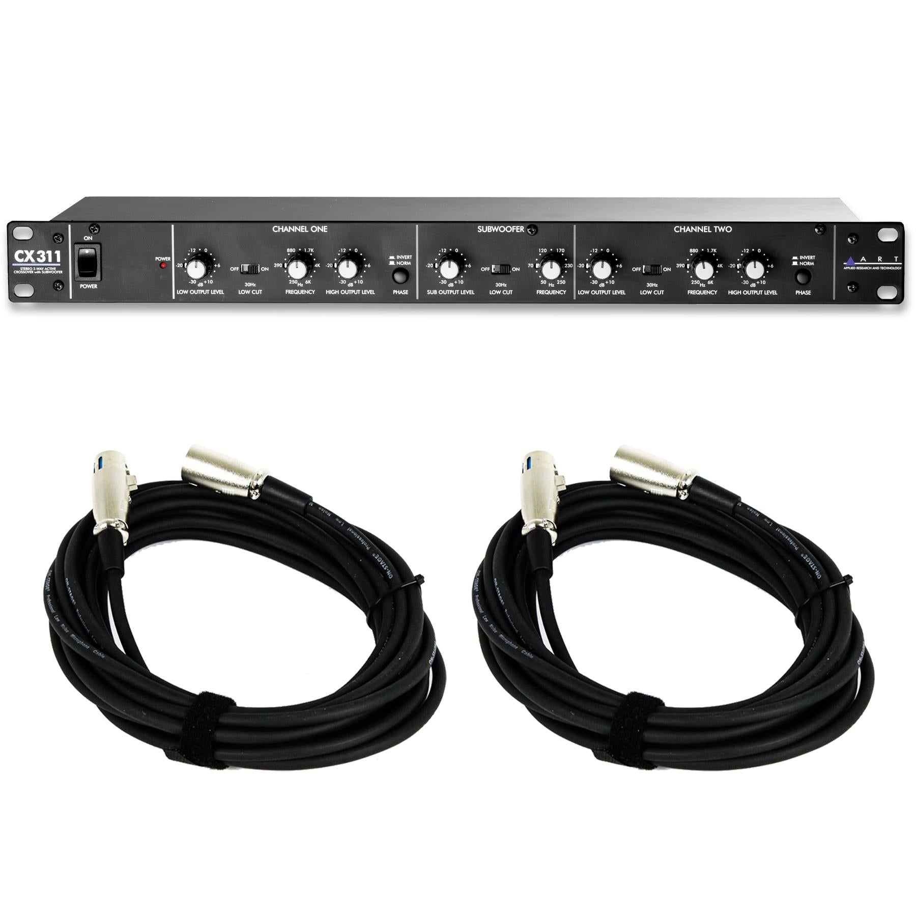ART CX311 2-Way Crossover with Subwoofer Out Bundle with 2 20-foot XLR ...