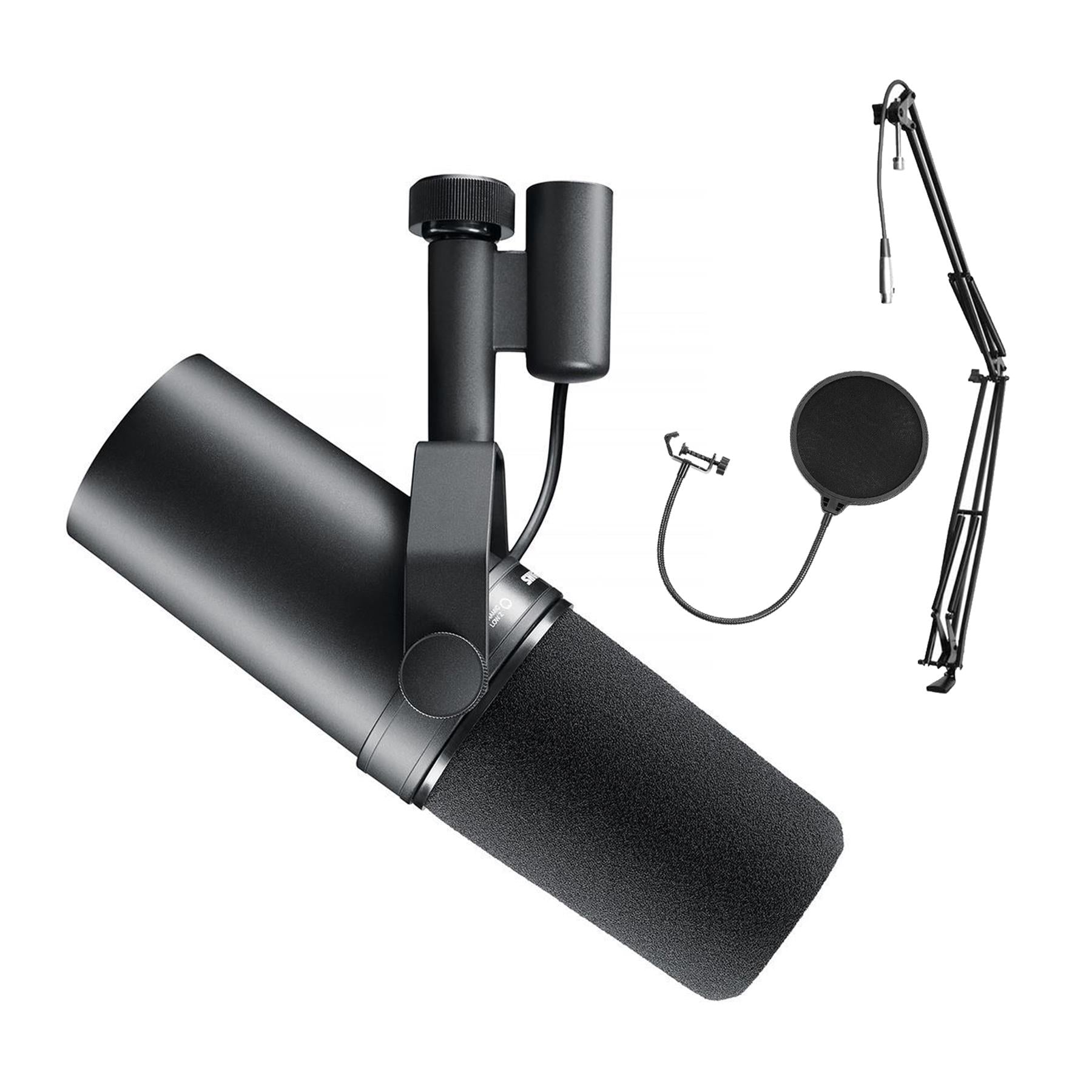 Shure SM7B Dynamic Broadcast Microphone Bundle with Boom Arm & Pop Fil ...