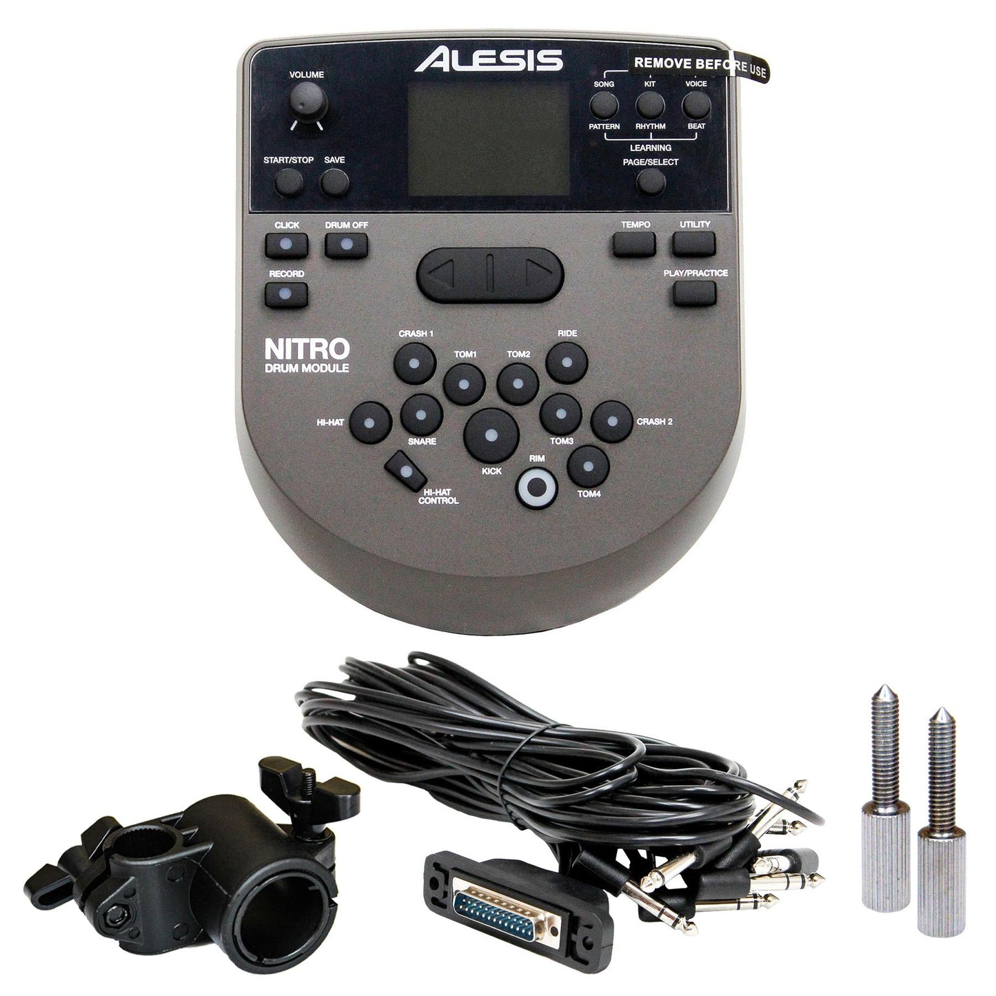 Alesis Nitro Electronic Drum Module Bundle with Clamp, Cable Snake, Sc ...