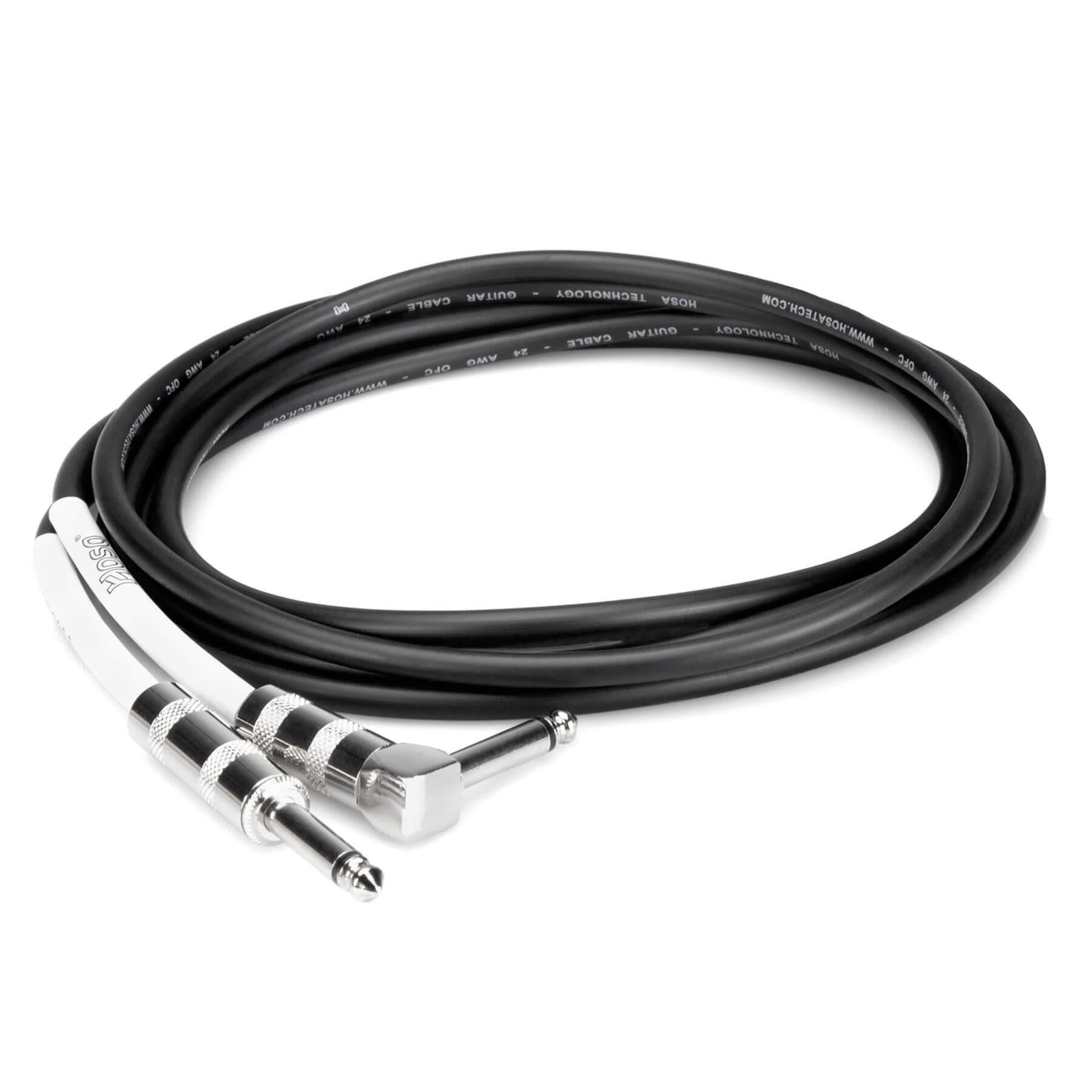 Hosa GTR-220R 20-foot 1/4" TS Straight to Right-Angle Instrument Cable ...